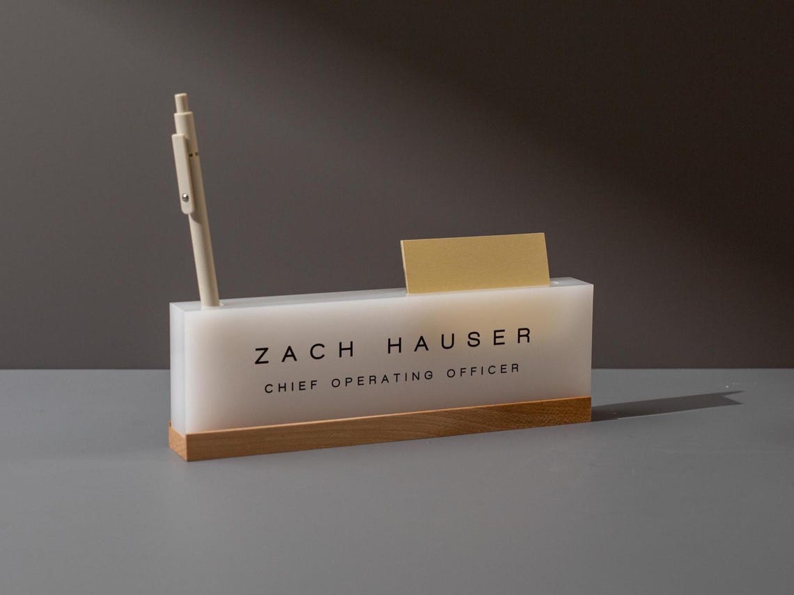 Personalized Acrylic Name Block W/ Slots (D3) - Custom Job Title Plaque ...