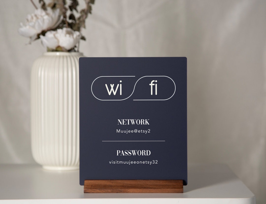 Wifi Acrylic Sign W/ Wood Base 6.5 X 7.75 Table Signage for Home ...