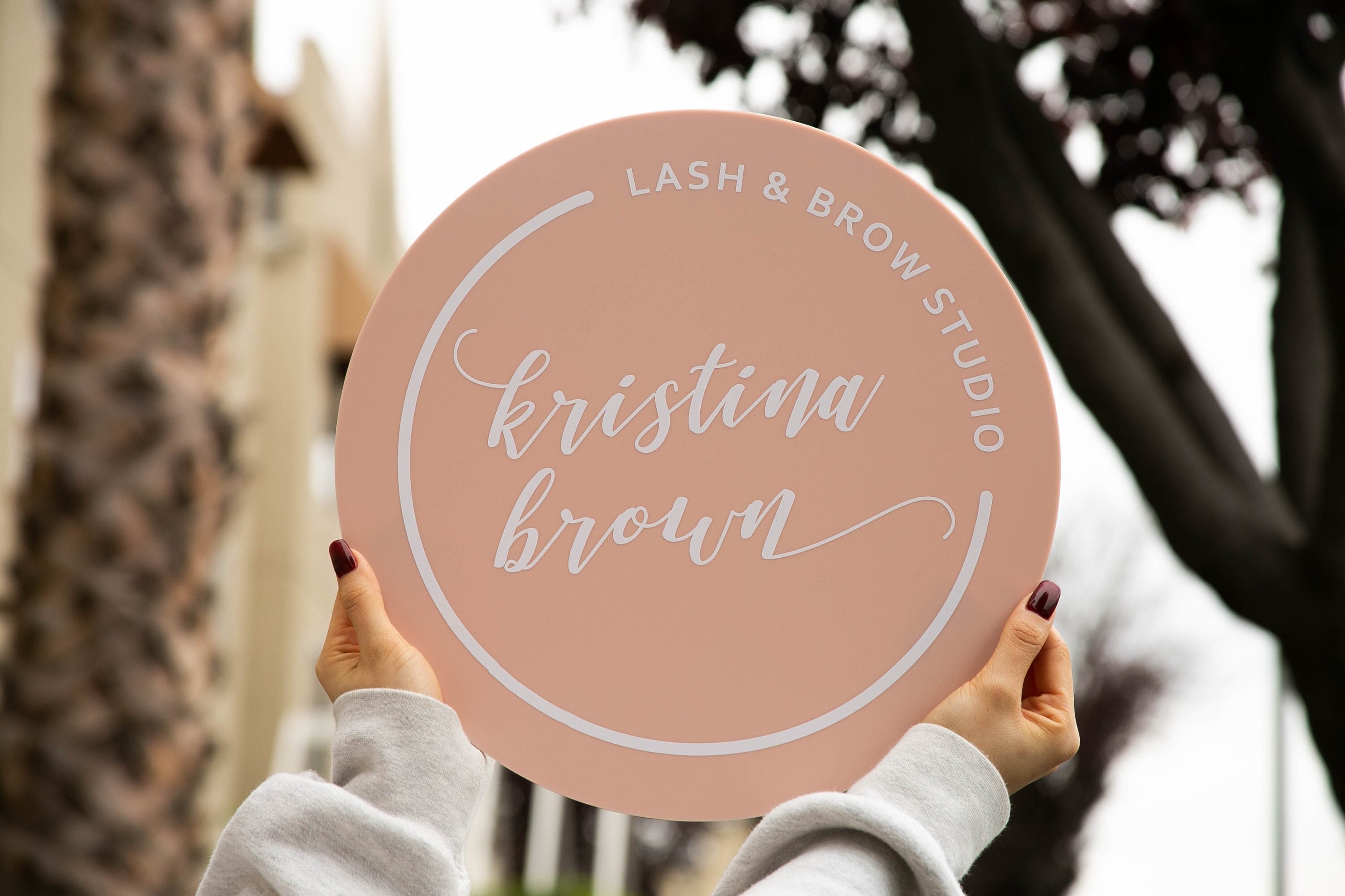 Round Acrylic Sign logo W/ No Holes Custom Signage for Office Door ...