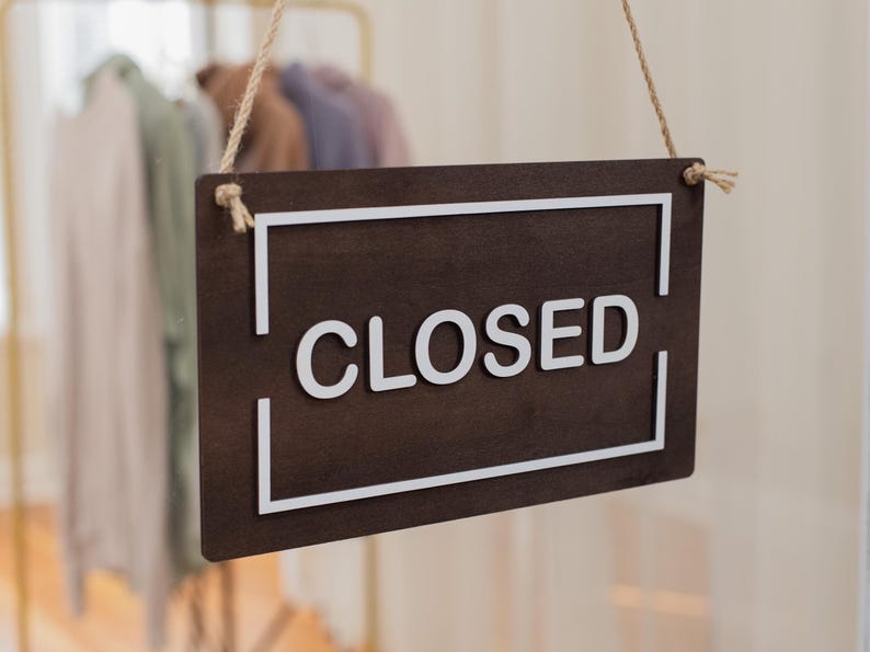 Open Closed Wood Hanging Sign (design 1) - Double Sided Business Sign ...