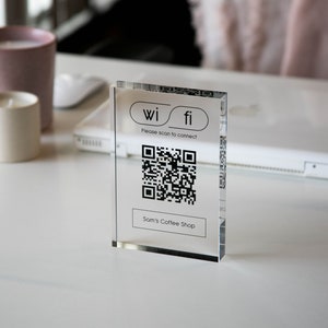 Personalized Acrylic QR Code Wifi Sign (design 3) - Custom Home Airbnb ...