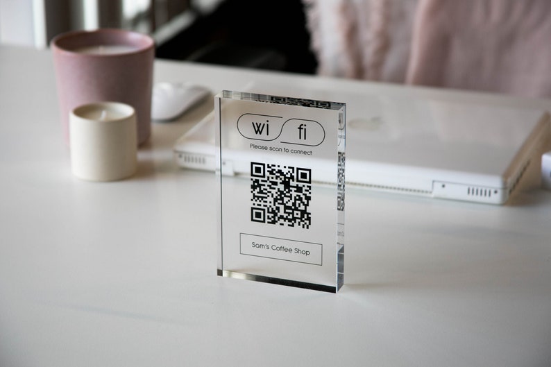 Personalized Acrylic QR Code Wifi Sign design 3 Custom Home Airbnb ...