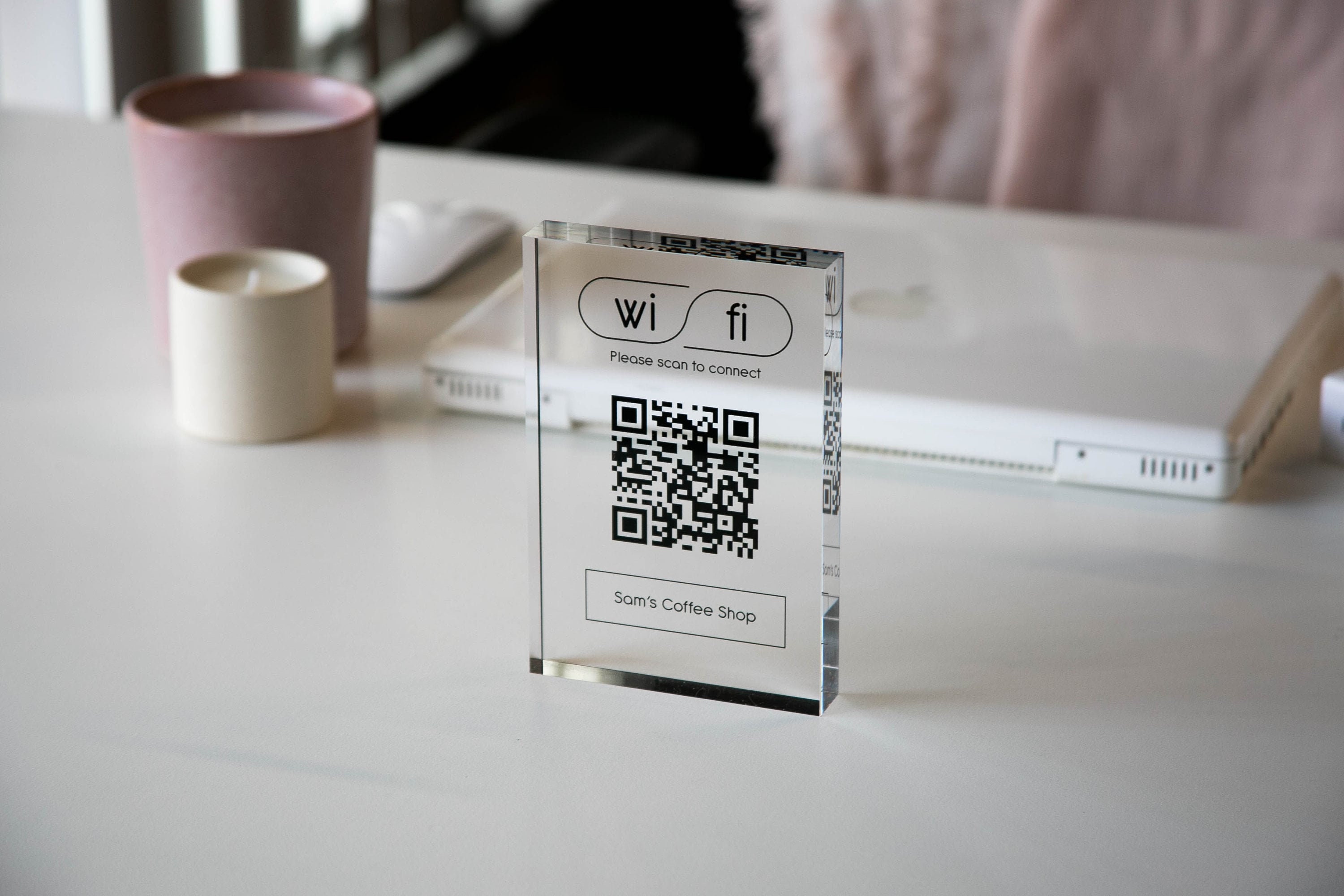 Personalized Acrylic QR Code Wifi Sign design 3 Custom Home Airbnb ...