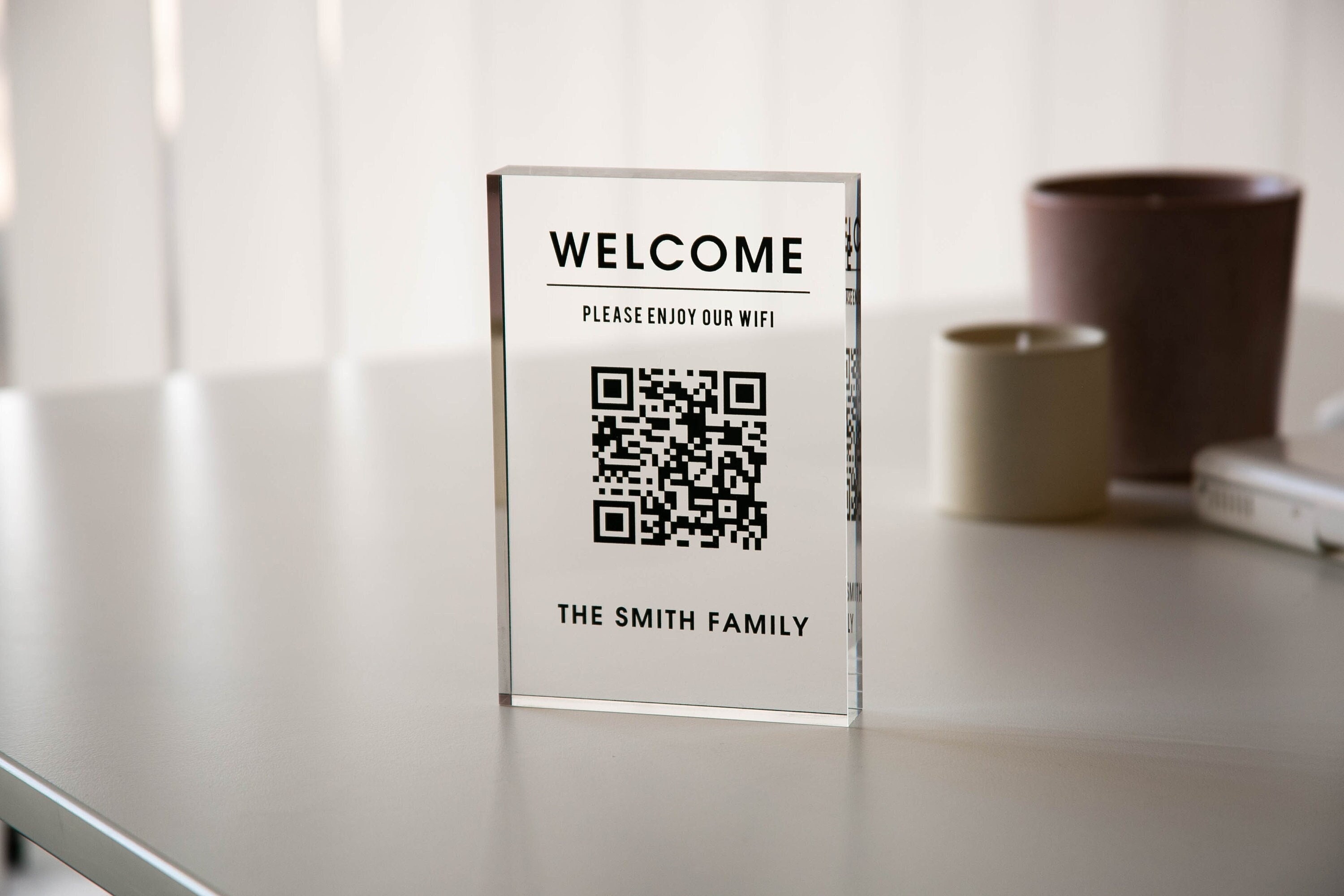 Personalized Acrylic QR Code Wifi Sign design 4 Custom Welcome Internet ...
