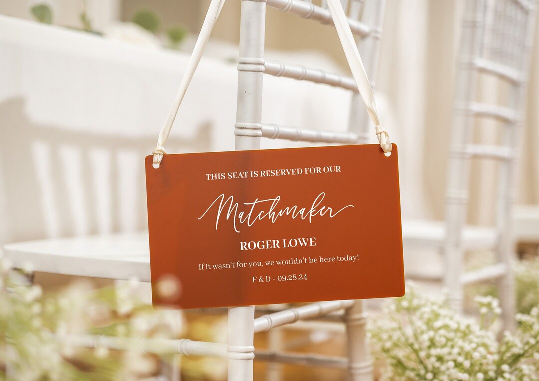 Wedding Hanging Acrylic Sign With Ribbon design 2 11.5x7 Sign, Signage ...