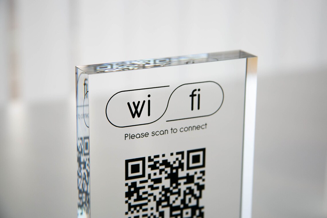 Personalized Acrylic QR Code Wifi Sign design 3 Custom Home Airbnb ...