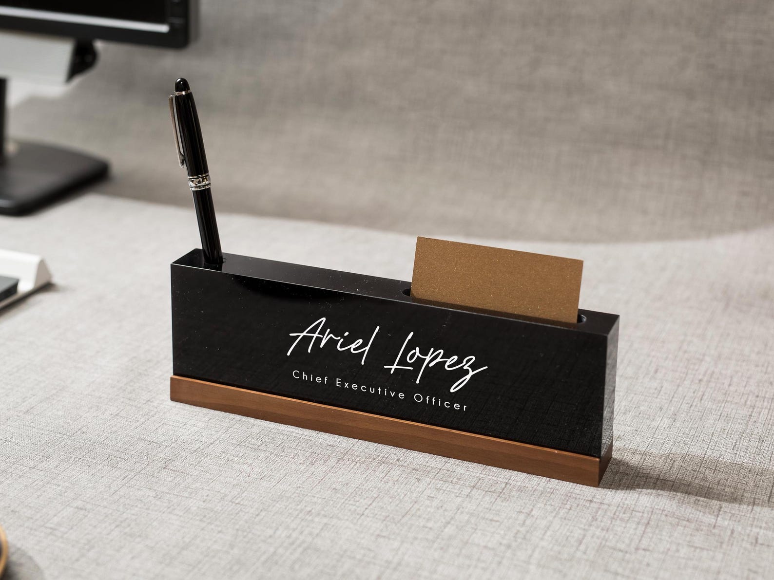 Personalized Acrylic Name Block W/ Slots (D5) - Custom Job Title Plaque ...