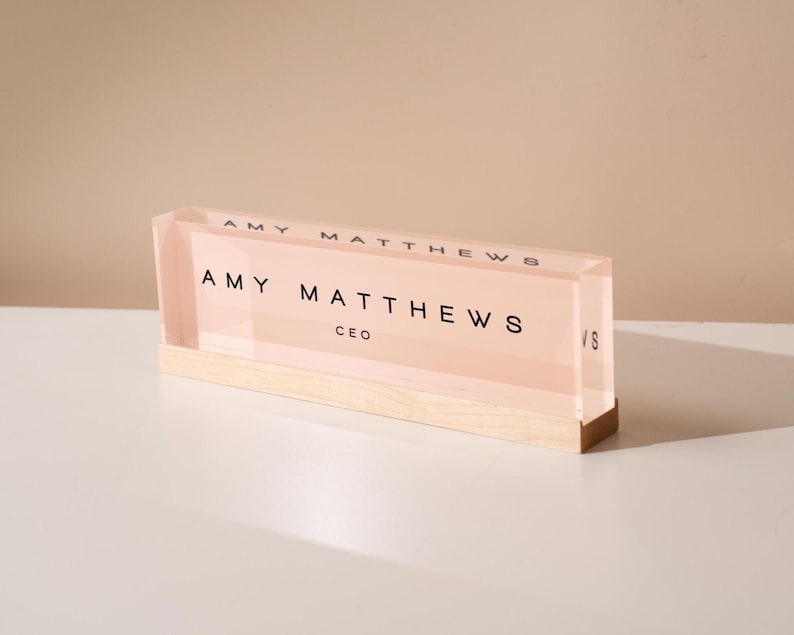Pastel Acrylic Name Block (D3) - Custom Job Title Plaque Office Desk ...