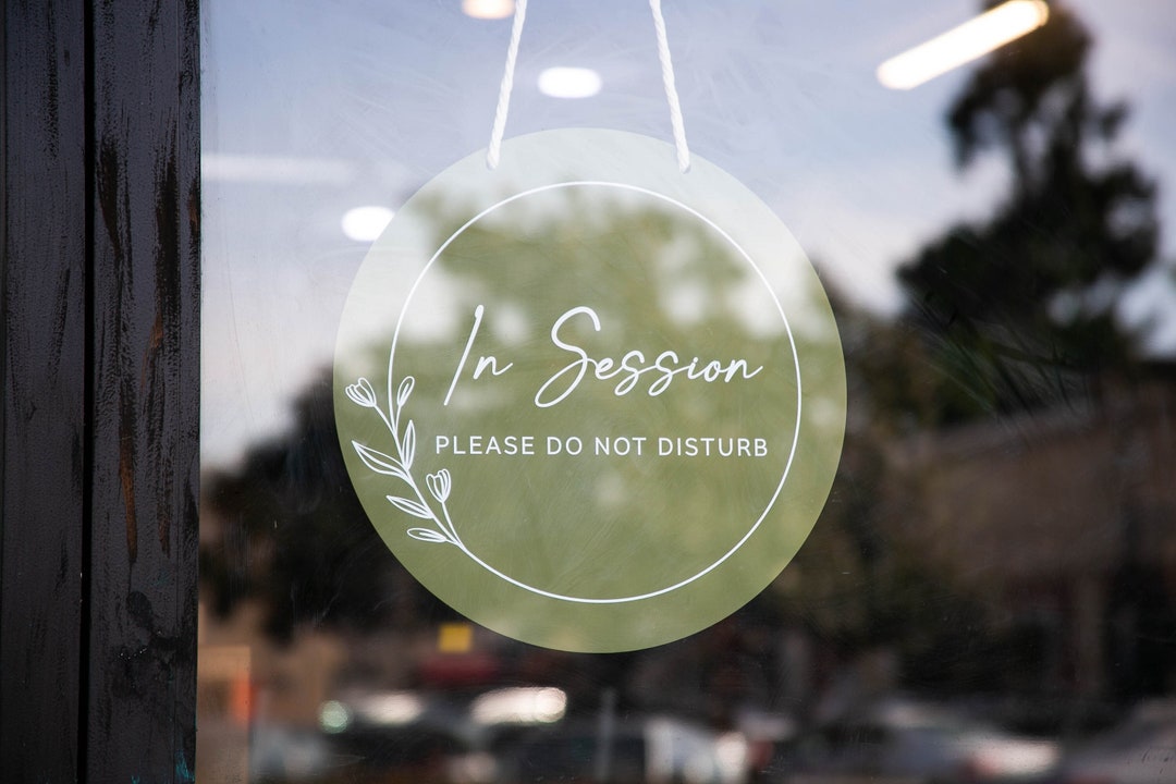 Round Hanging Acrylic Sign in Session W/ White Rope Custom Window ...