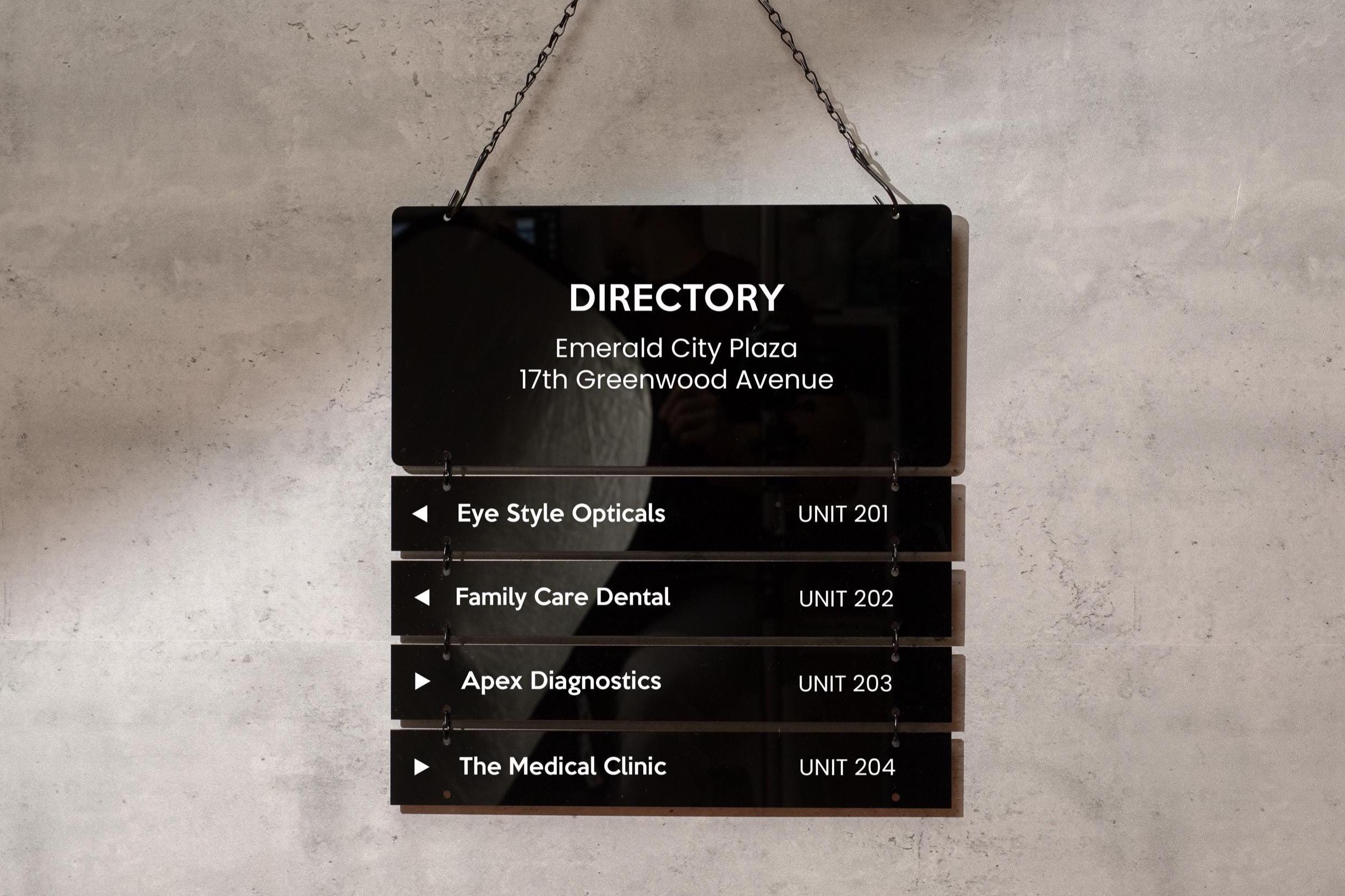 Interchangable Hanging Directory Sign - Customizable Office Wall Door ...