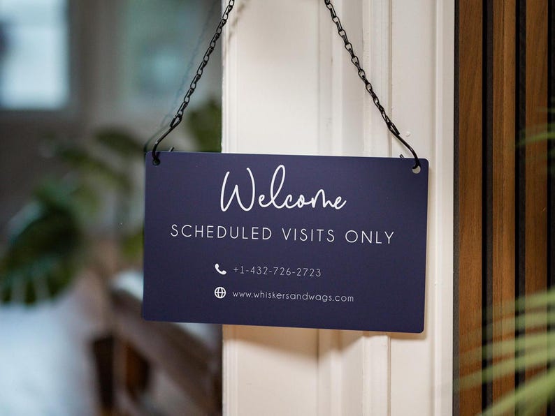 Hanging Acrylic Sign & Black Metal Chain (D11) - 11.5x7" Custom Window ...
