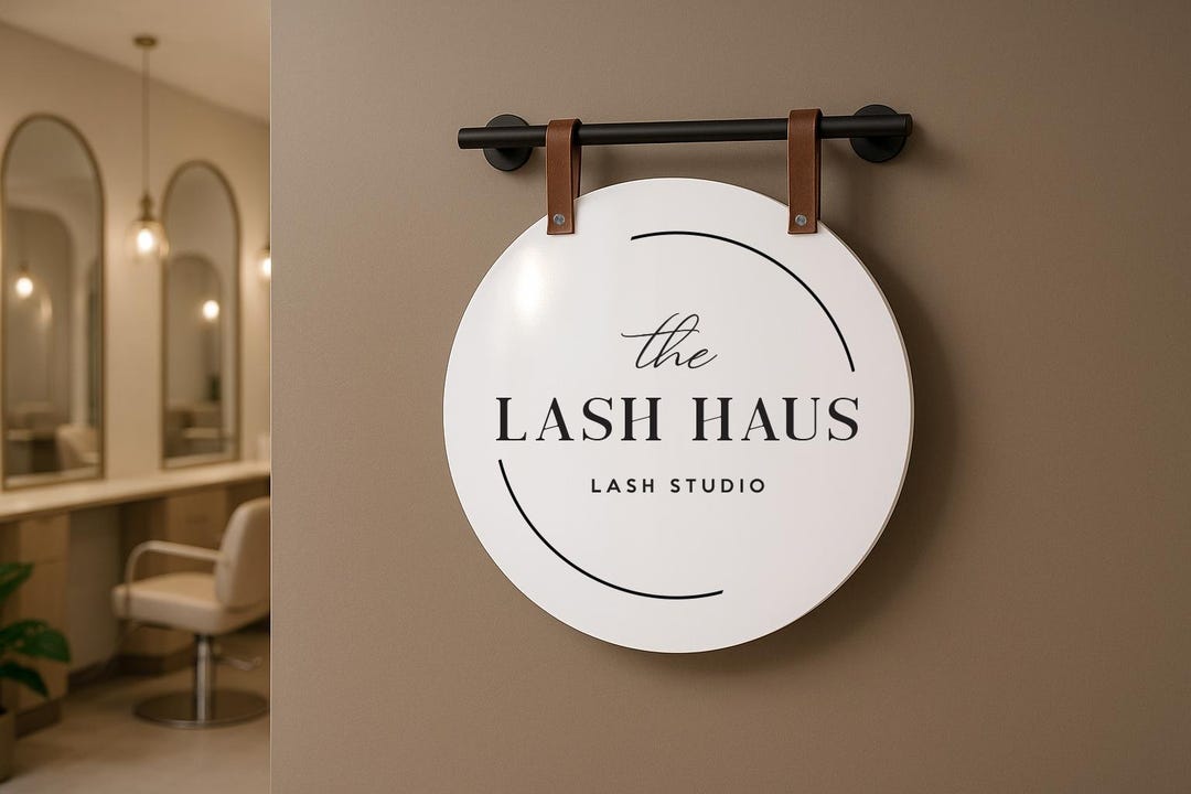16" Round White Acrylic Sign W/ Mounting Fixtures (D2) - Custom Hanging ...