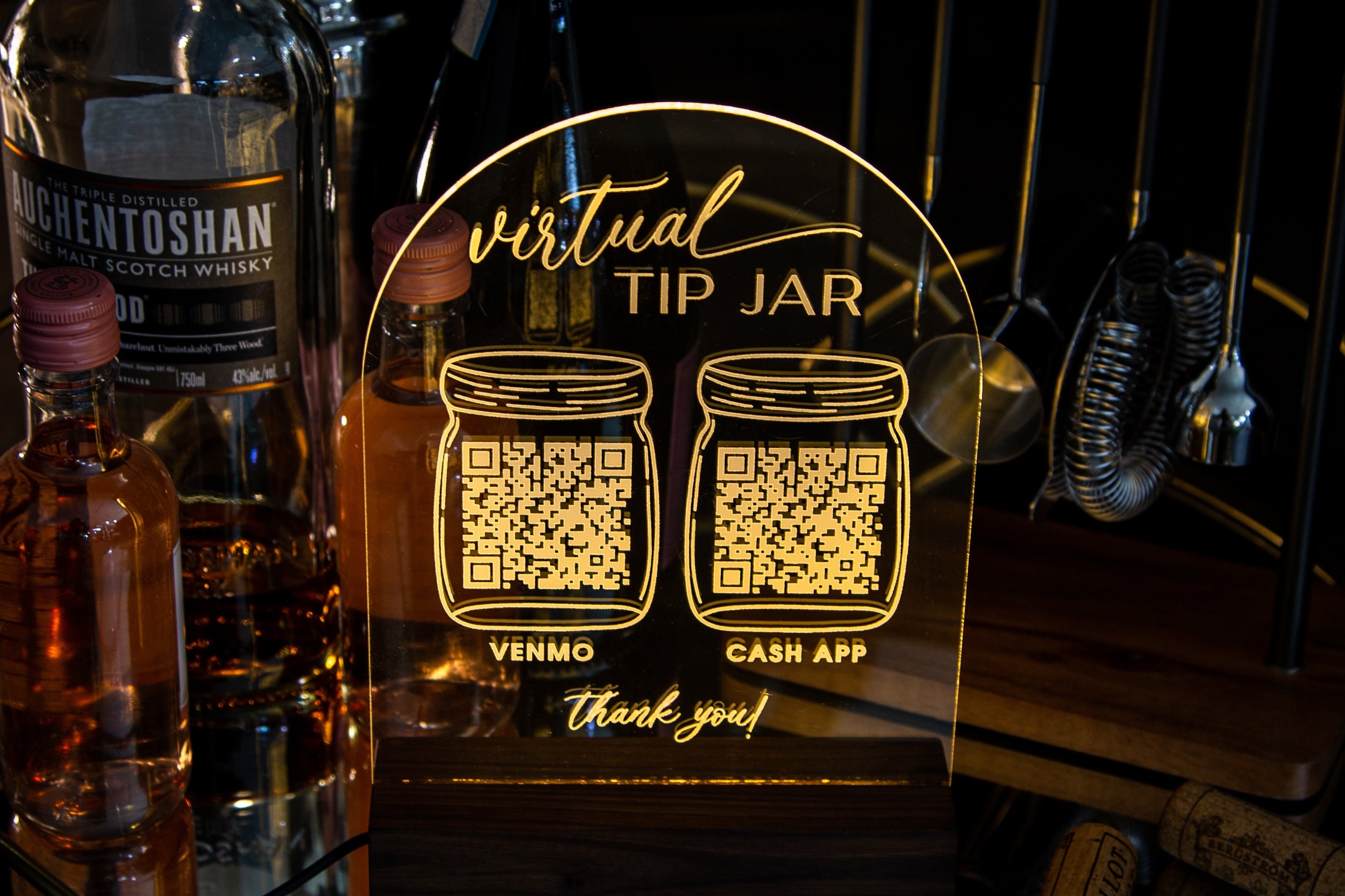 Arched QR Code Sign & Light up LED Stand (virtual Tip Jar) - Scan for ...