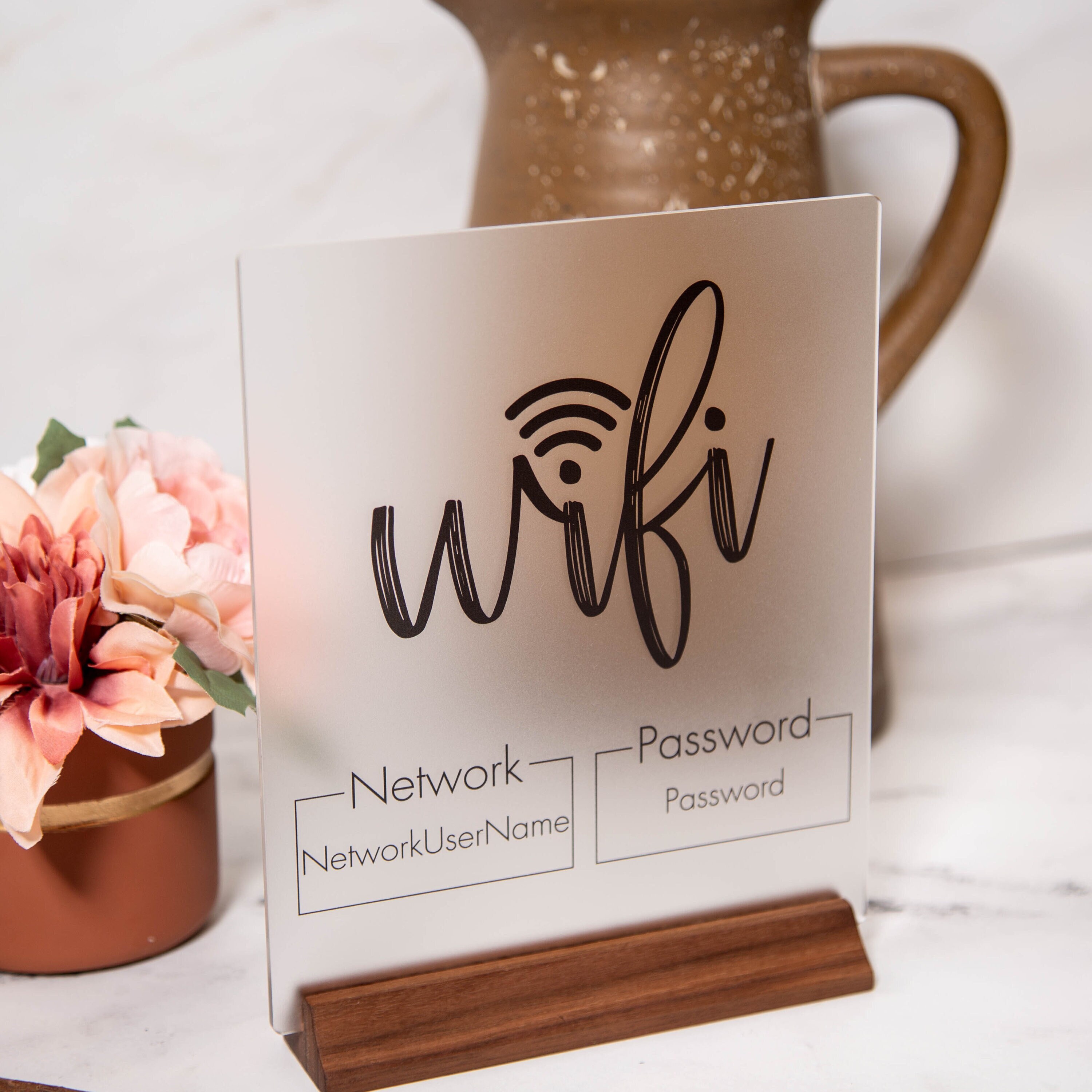 Wifi Password Acrylic Sign W/ Wood Base 6.5 X 7.75 - Etsy