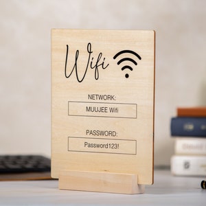 Wood Wifi Sign W/ Maple Wood Stand (design 2) - Network Display Sign ...