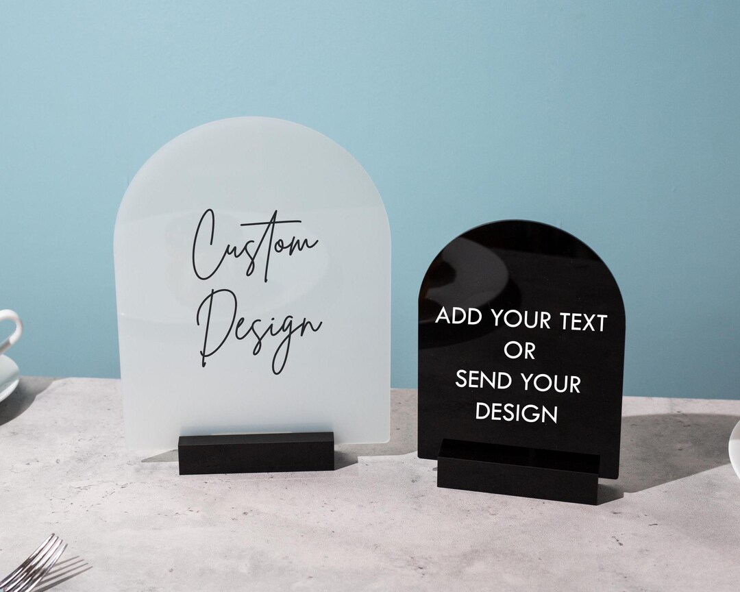 Custom Arch Sign W/ Acrylic Stand - Personalized Text Design Table Top ...