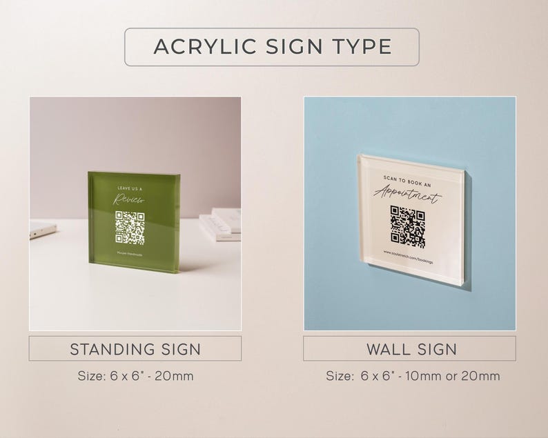6x6" Pastel QR Sign (D4) - Custom Scannable Door Code Menu Social Media ...