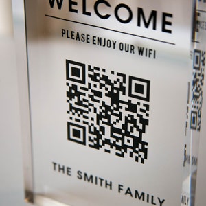 Personalized Acrylic QR Code Wifi Sign (design 4) - Custom Welcome ...