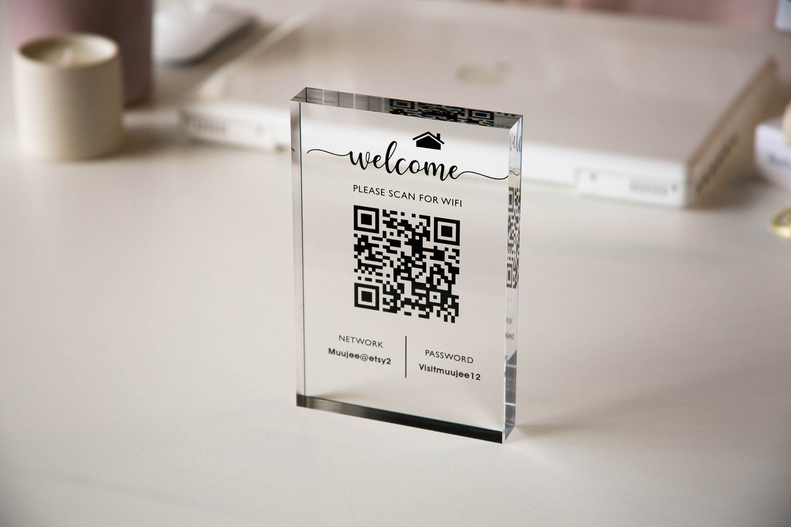 Personalized Acrylic QR Code Wifi Sign design 2 Custom Internet Sign ...