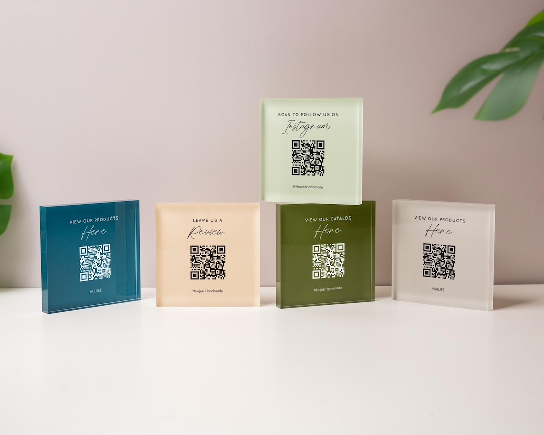 6x6" Pastel QR Sign (D4) - Custom Scannable Door Code Menu Social Media ...
