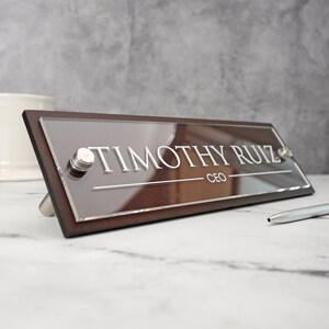 UV Printed Wood Acrylic Name Plate Personalized Office Executive CEO ...
