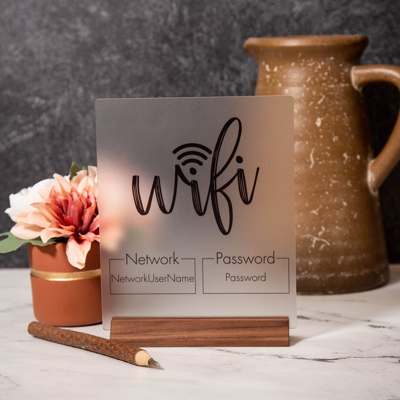 Wifi Password Acrylic Sign W/ Wood Base 6.5 X 7.75 - Etsy