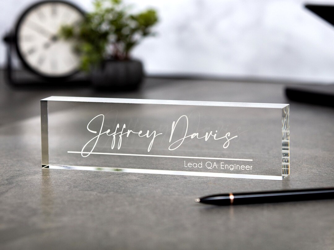 Engraved Desk Block - Minimal Executive CEO Desk Sign, Real Estate ...