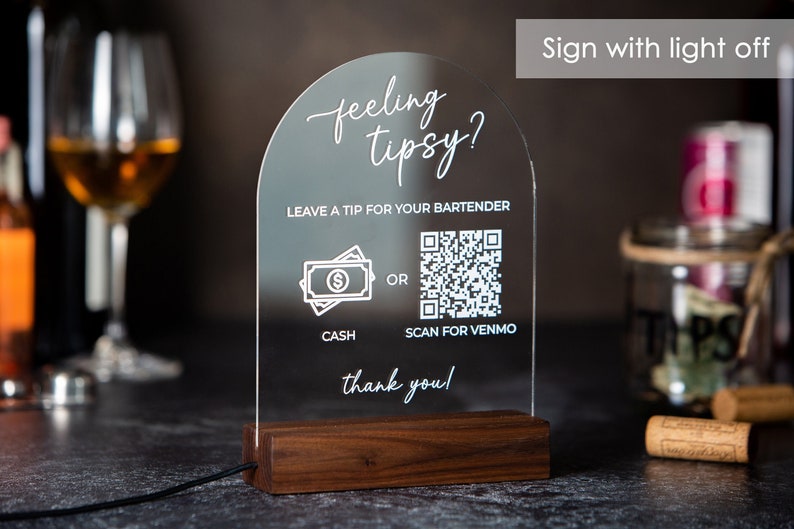 Arched QR Code Sign & Light up LED Stand (feeling Tipsy) - Scan for ...