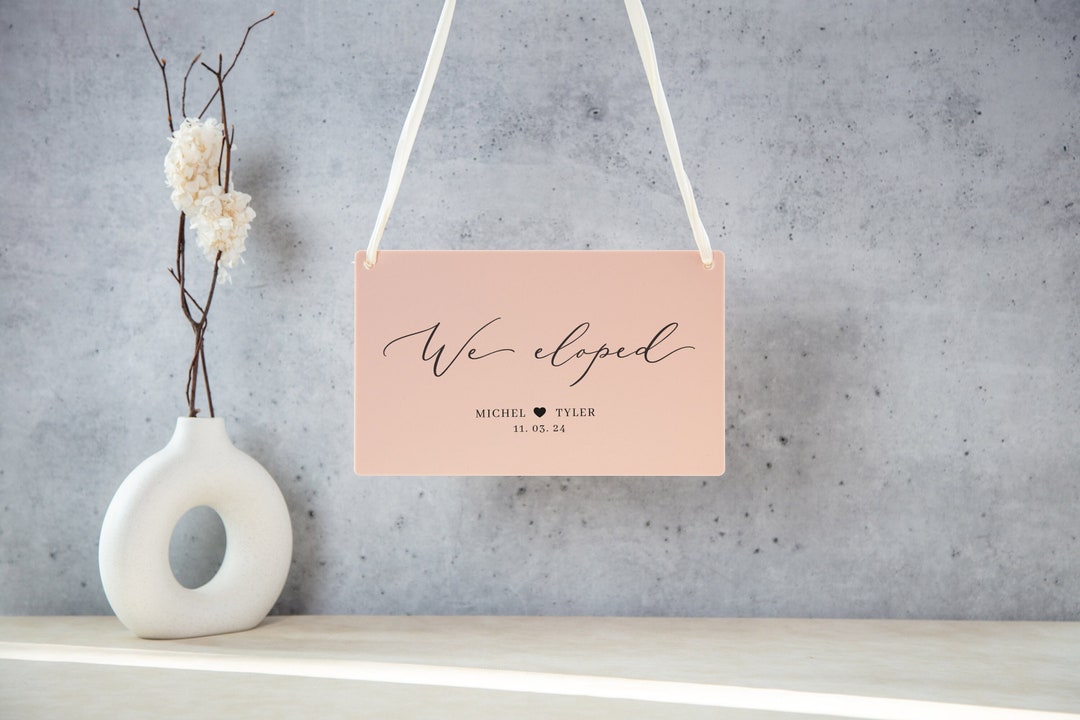 Wedding Hanging Acrylic Sign With Ribbon design 5 11.5x7 Sign, Signage ...