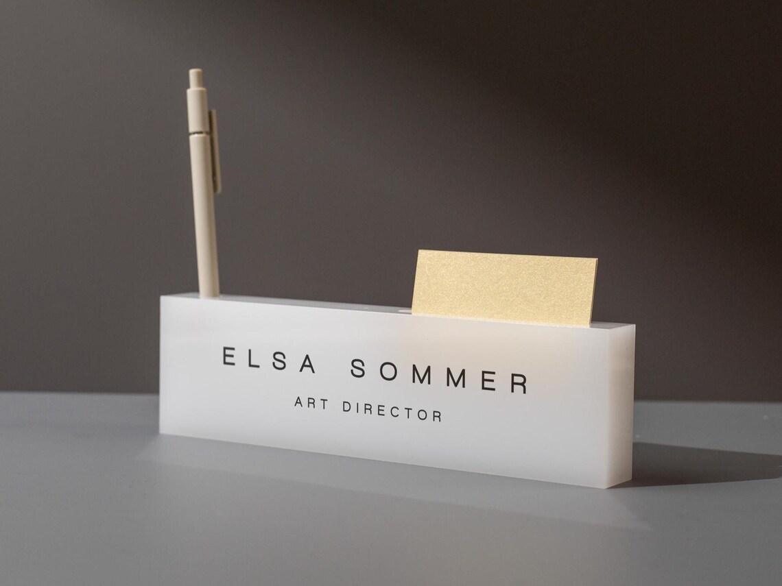 Personalized Acrylic Name Block W/ Slots (D3) - Custom Job Title Plaque ...