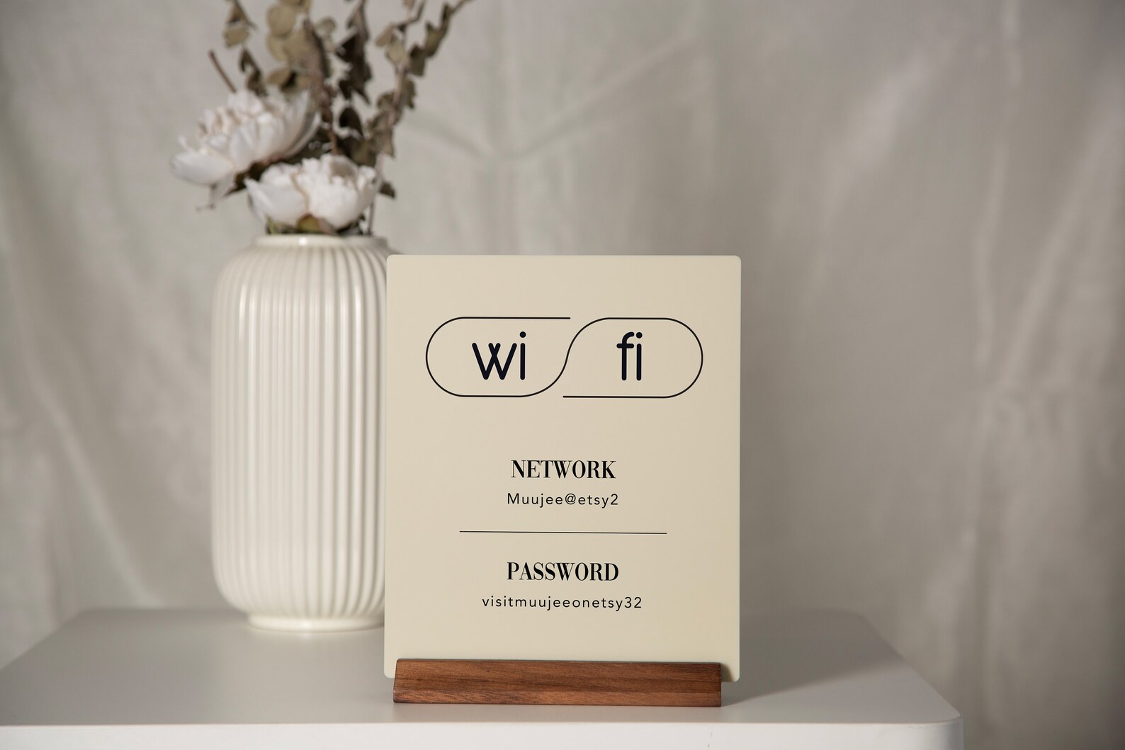 Wifi Acrylic Sign W/ Wood Base 6.5 X 7.75 Table Signage for Home ...