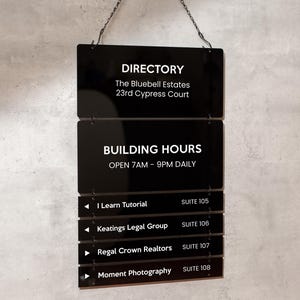 Interchangable Hanging Directory Sign - Customizable Office Wall Door ...