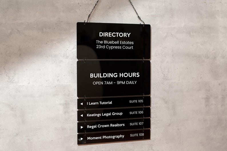 Interchangable Hanging Directory Sign - Customizable Office Wall Door ...