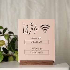 Wifi Acrylic Sign W/ Wood Base - 6.5 X 7.75" Ice or Black Table Sign ...
