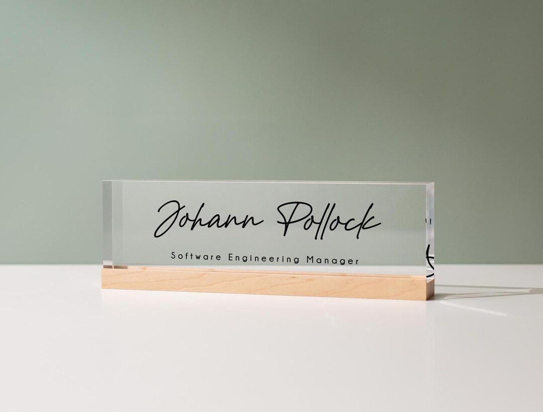 Personalized Acrylic Name Block (D5) - Custom Job Title Plaque Office ...