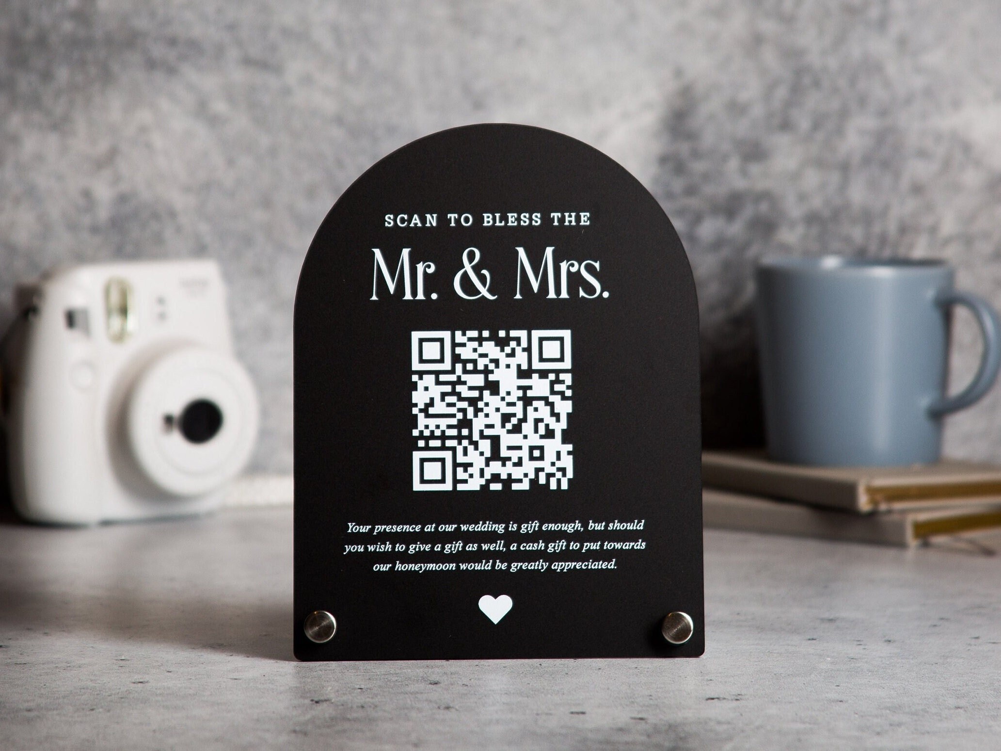 Arched QR Code (wedding Sign) - 6x7.75" Scannable Acrylic Sign, Wedding ...