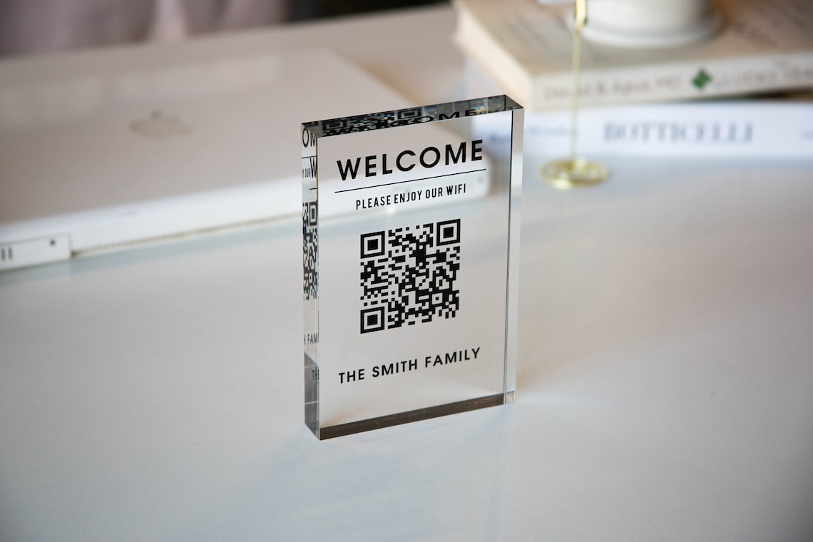 Personalized Acrylic QR Code Wifi Sign design 4 Custom Welcome Internet ...