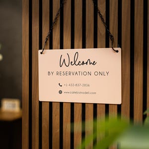 Hanging Acrylic Sign & Black Metal Chain D11 11.5x7 Custom Window ...