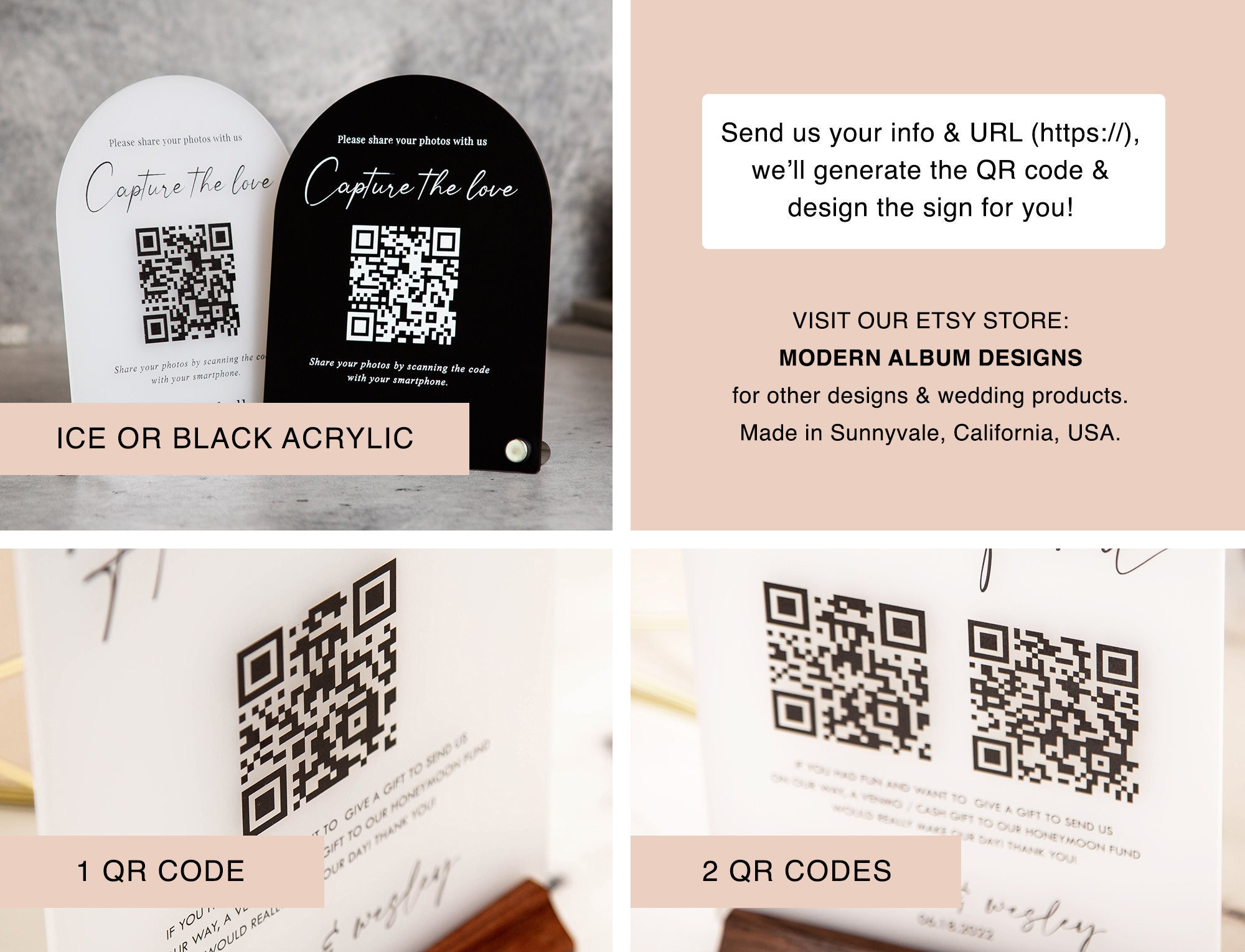 Arched QR Code (wedding Sign) - 6x7.75" Scannable Acrylic Sign, Wedding ...