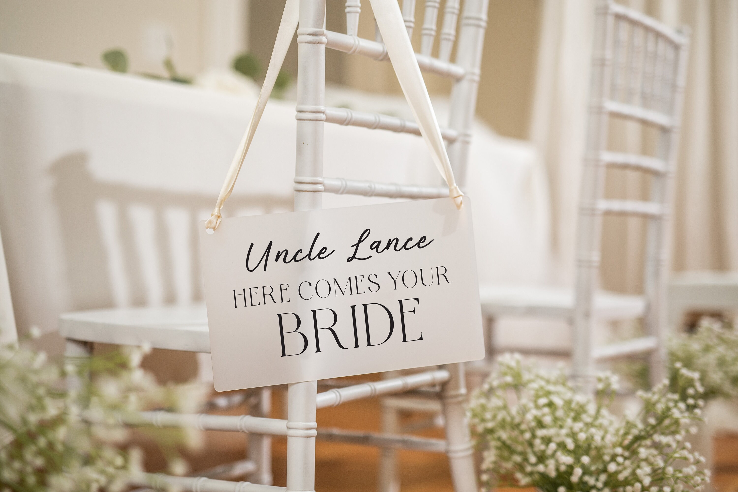 Wedding Hanging Acrylic Sign With Ribbon (design 3) - 11.5x7" Sign ...