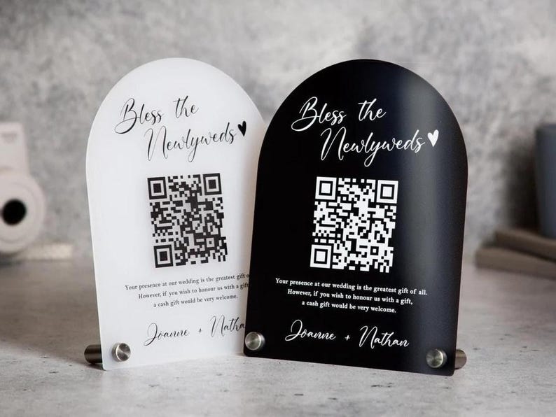Arched QR Code (wedding Sign) - 6x7.75" Scannable Acrylic Sign, Wedding ...