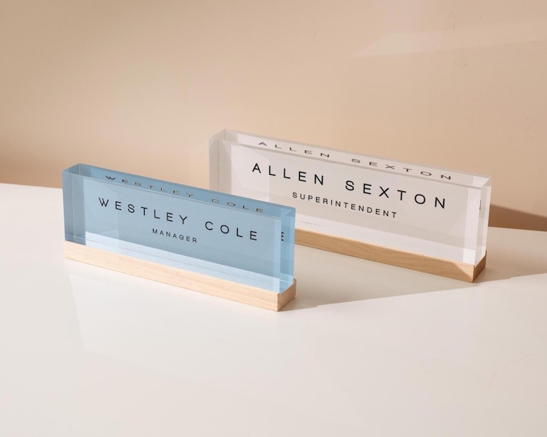 Pastel Acrylic Name Block (D3) - Custom Job Title Plaque Office Desk ...