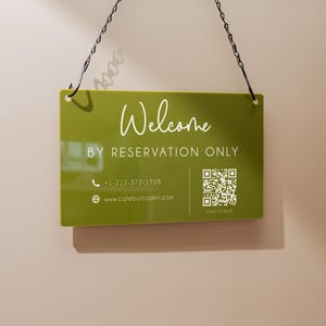 Hanging Acrylic Sign & Black Metal Chain (D12) - 11.5x7" Custom Welcome ...