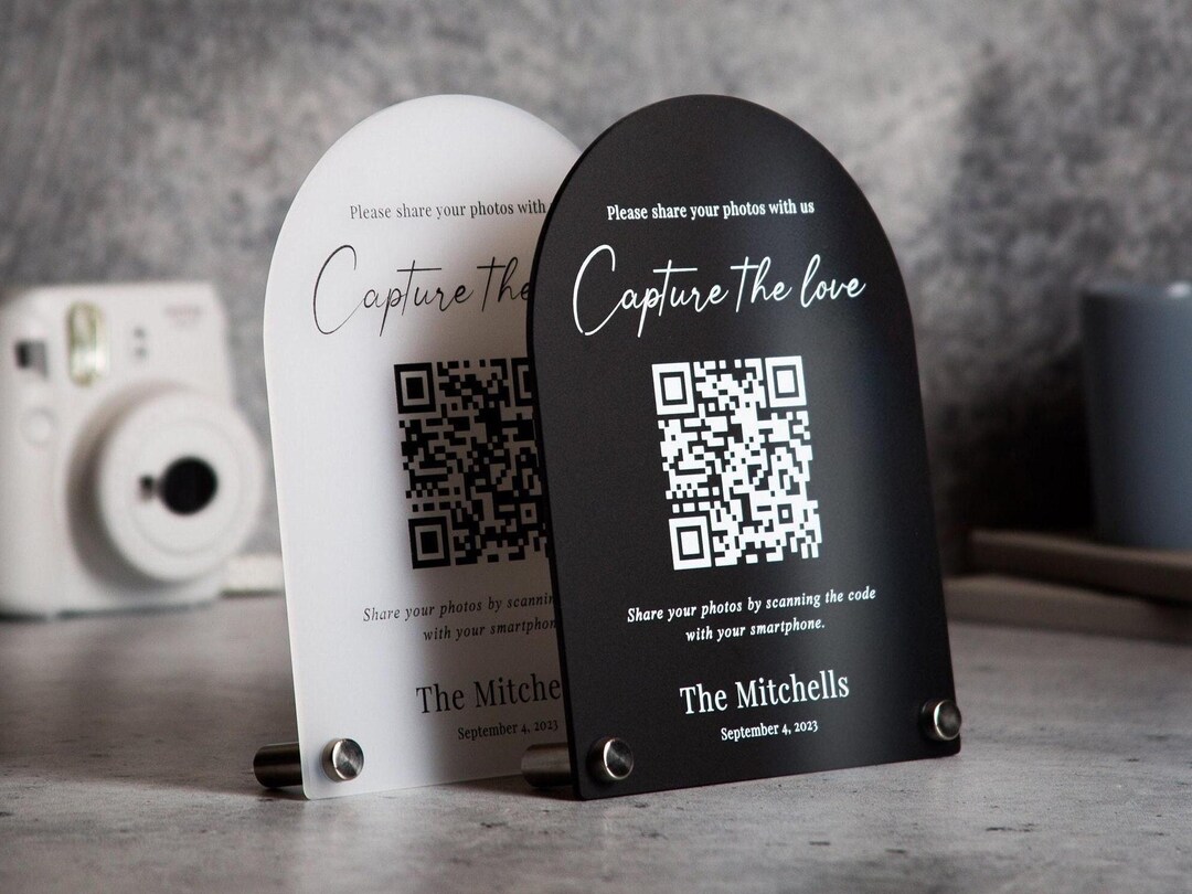 Arched QR Code (wedding Sign) - 6x7.75" Scannable Acrylic Sign, Wedding ...