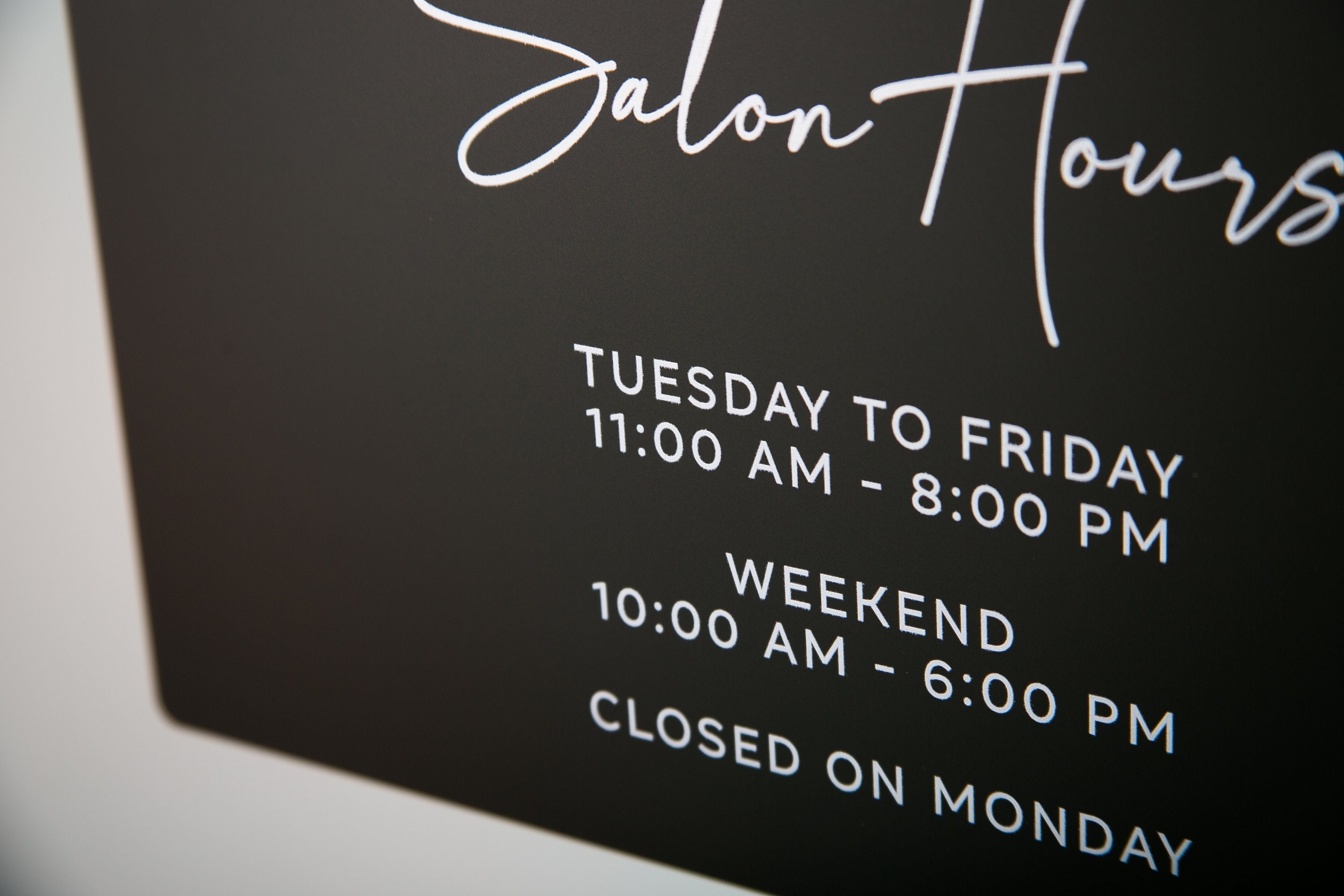 Store Hours Acrylic Sign & Black Hanging Chain 11.5x7 - Etsy