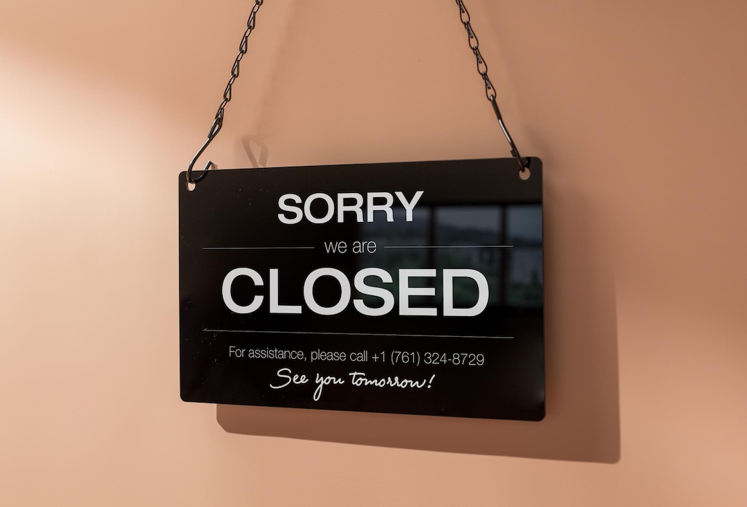 Hanging Acrylic Sign & Black Metal Chain (D6) - 11.5x7" Window Office ...