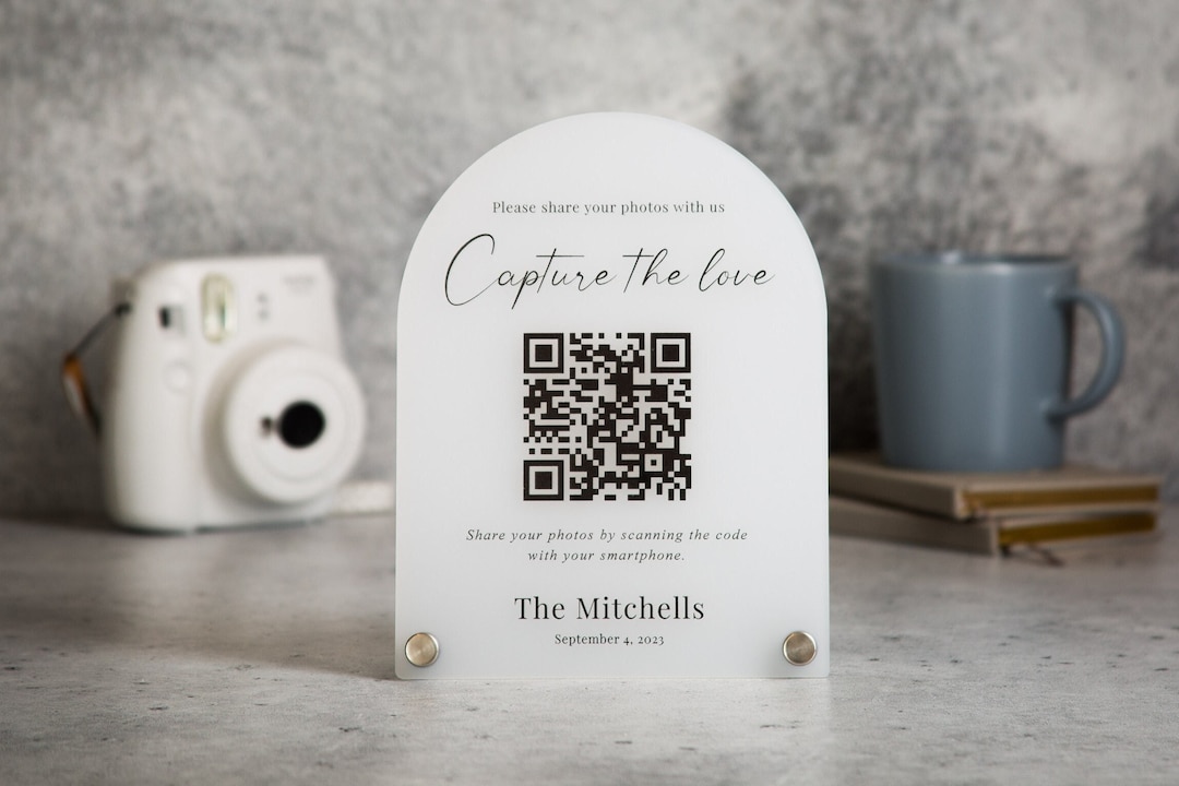 Arched QR Code wedding Sign 6x7.75 Scannable Acrylic Sign, Wedding ...