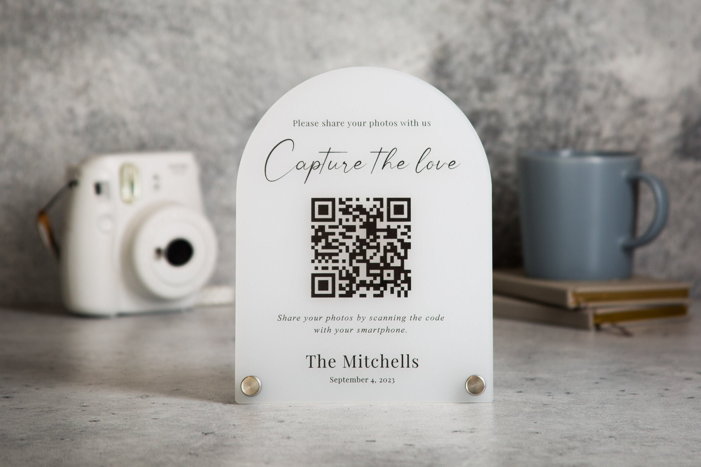 Arched QR Code (wedding Sign) - 6x7.75" Scannable Acrylic Sign, Wedding ...