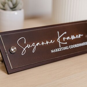 UV Printed Wood Acrylic Name Plate Personalized Office Executive CEO ...