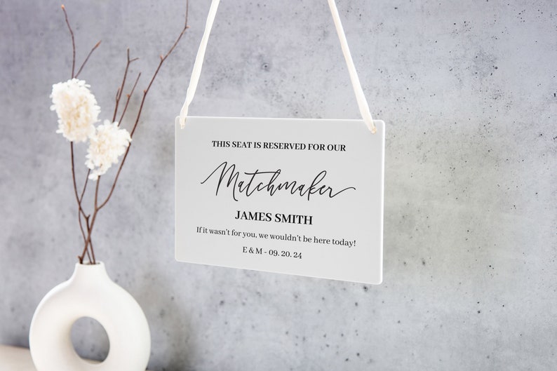 Wedding Hanging Acrylic Sign With Ribbon design 2 11.5x7 Sign, Signage ...